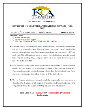 DIT 108 - Computer Organisation AND Architecture KCA Past Paper - KNEC ...