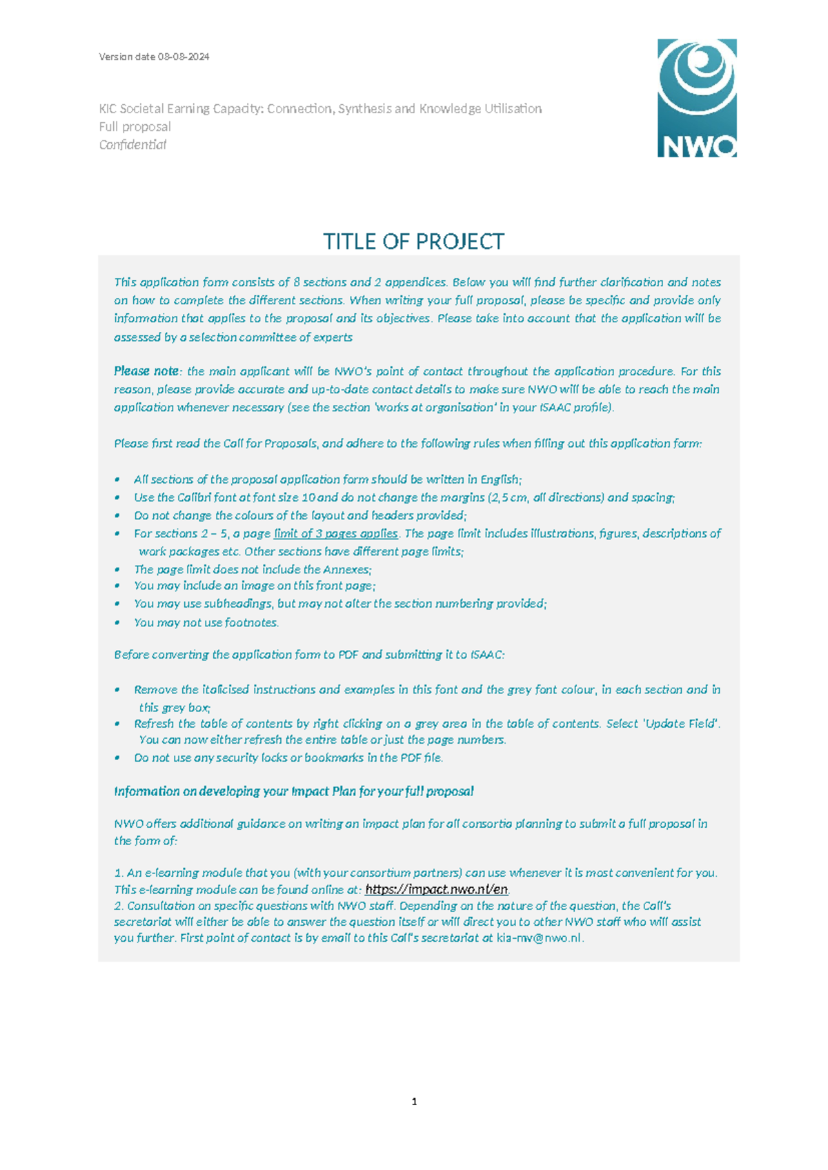 Application Form KIC MV Top-up Call: Full Proposal Guidelines - Studocu