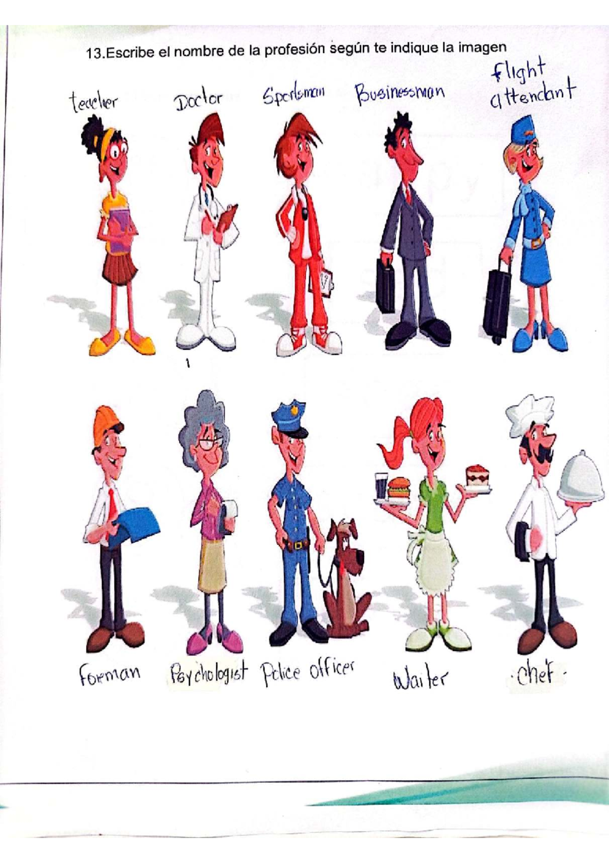 Taller 3: Ejercicios de Profesiones y Verbos en Presente Progresivo ...