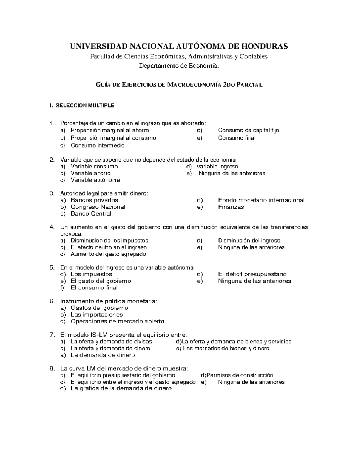 Guía de Ejercicios - Macroeconomía II - 2º Parcial - Studocu