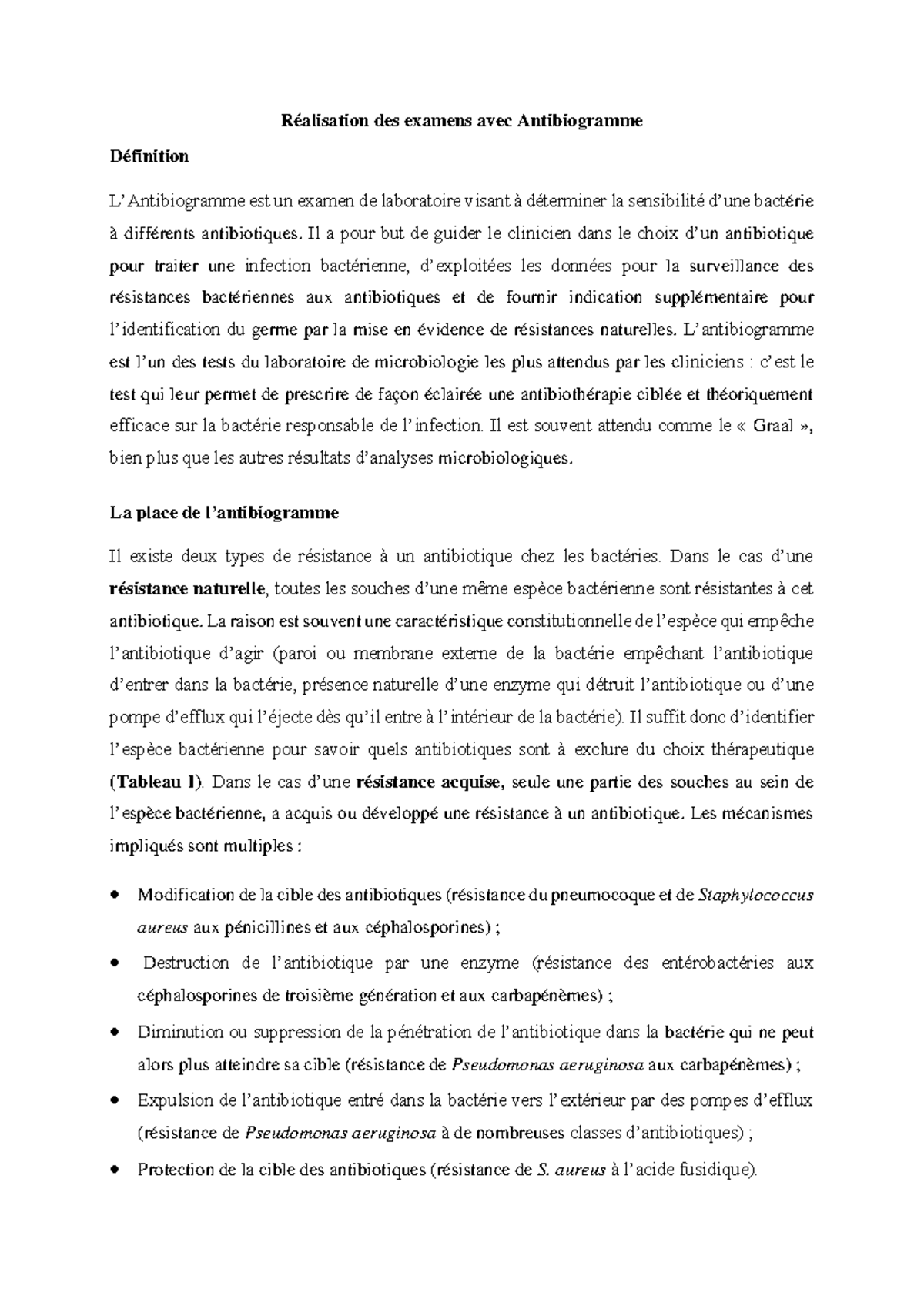 Antibiogramme: Importance et Réalisation des Examens en Microbiologie ...