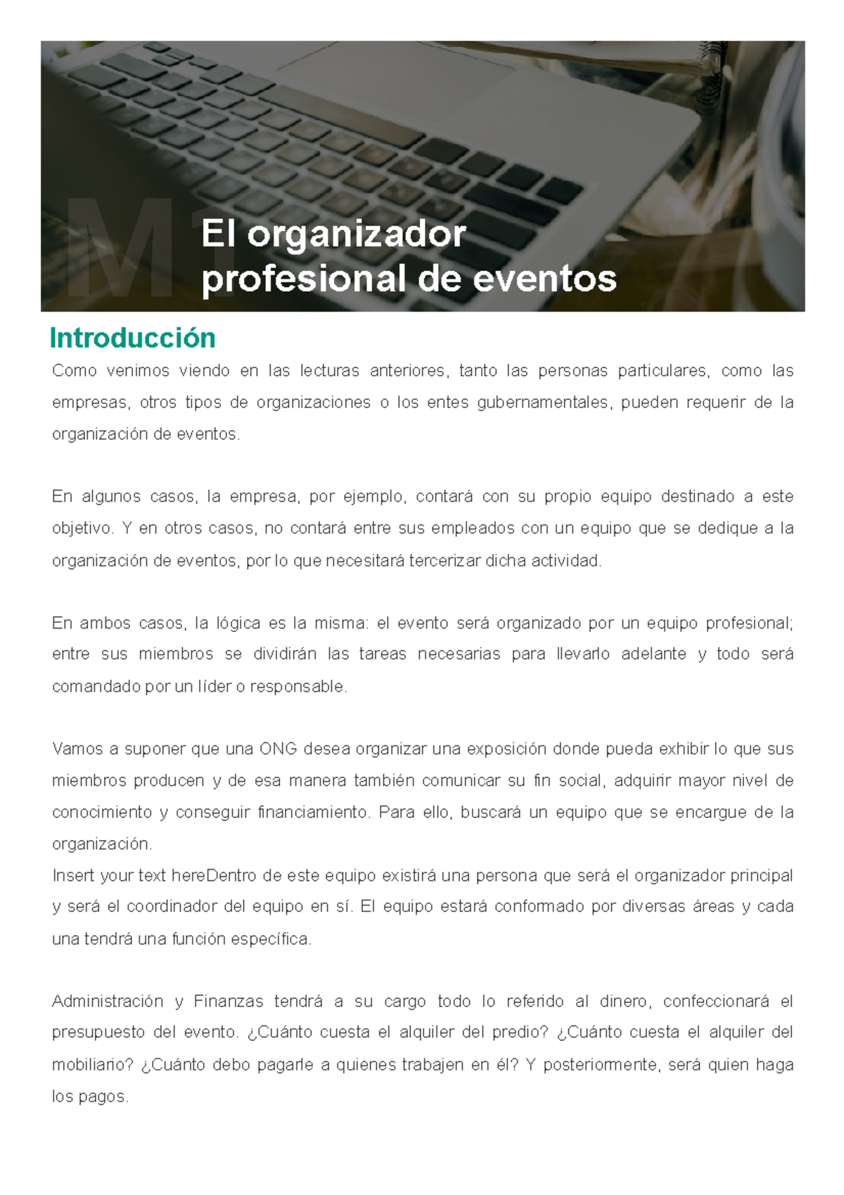 Modulo 1lectura 4 - apuntes de clases - El organizador profesional de ...
