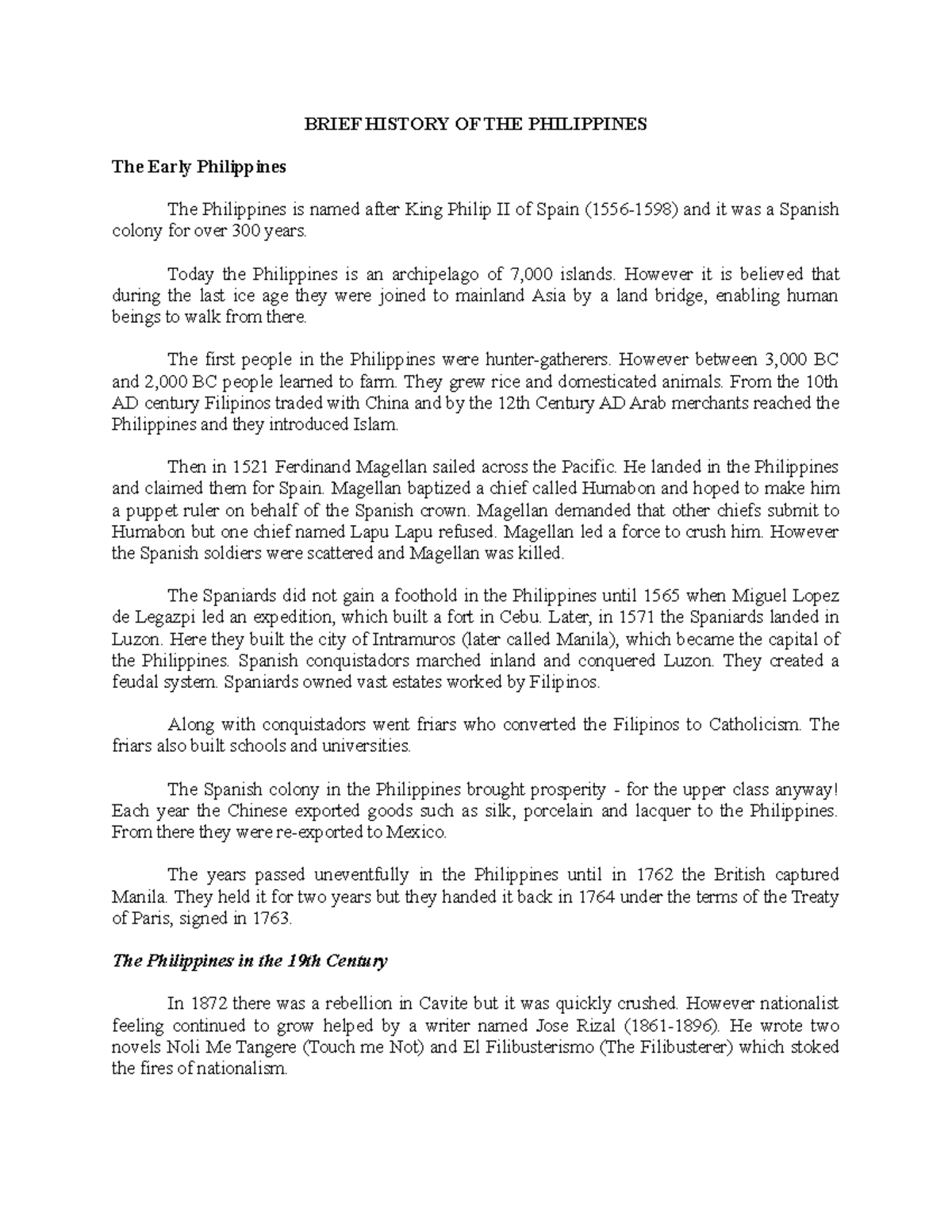 Philippines History Overview: From Spanish Colonization to Independence ...