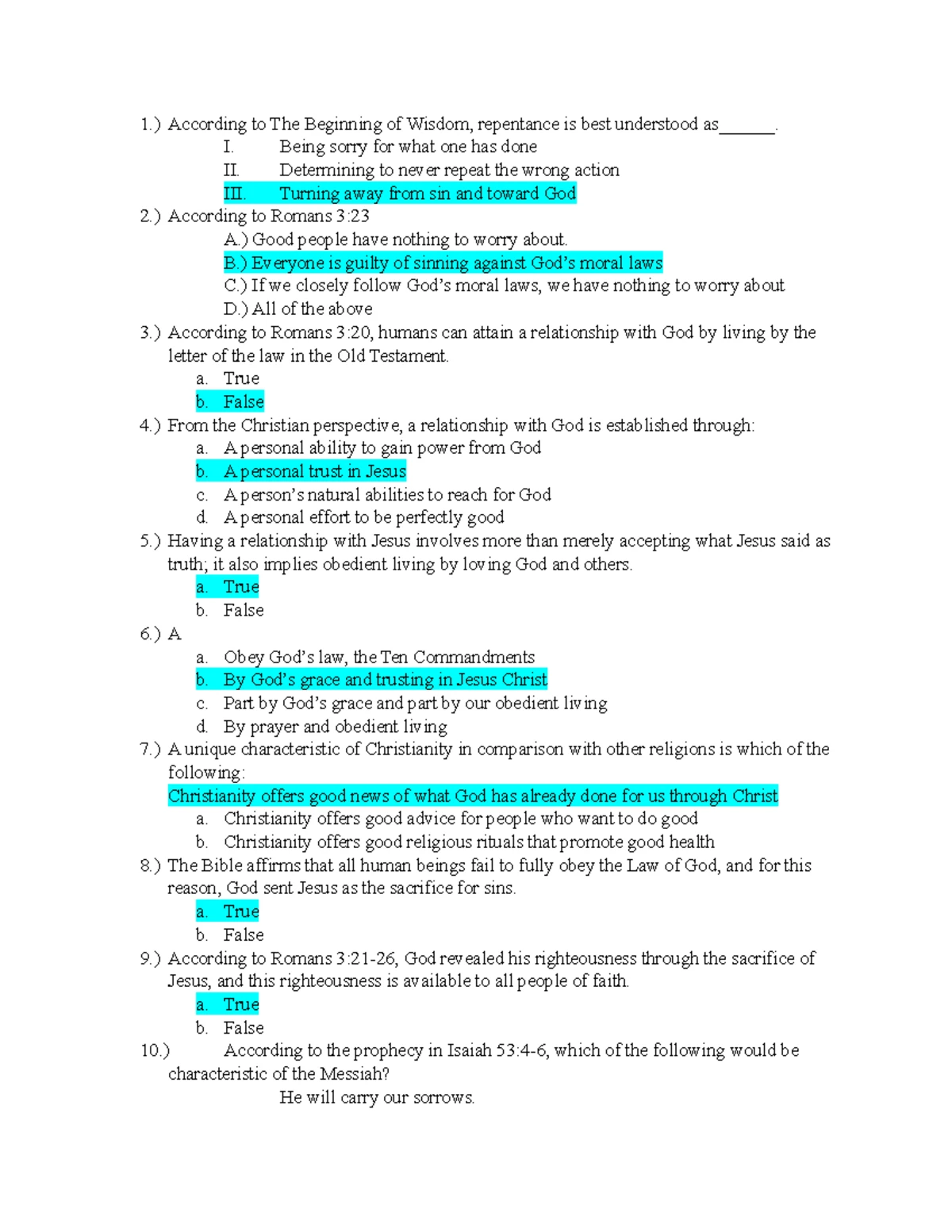 Quiz 6 Christian Worldview - Topic 6 Quiz How do the first four of the Ten Commandments differ ...