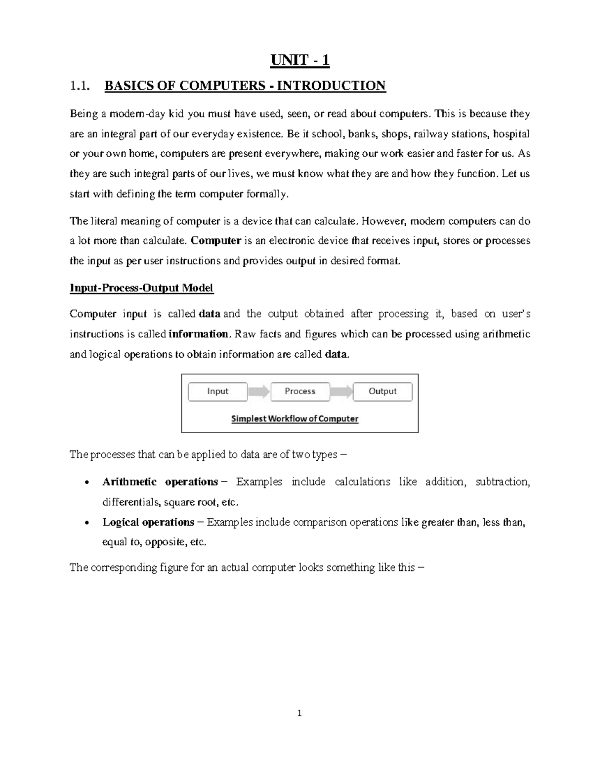 Python Unit 1: Basics of Computers and Computational Problem Solving - Studocu