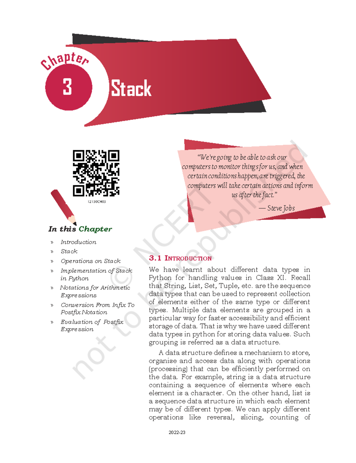 Computer Science Class XII: Chapter 3 - Stack Operations and ...