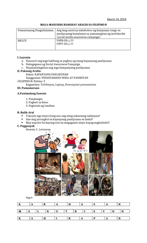 Detailed LP - Lesson Plan Grade-8 Filipino - April 2024 MALA-MASUSING BANGHAY ARALIN SA FILIPINO ...
