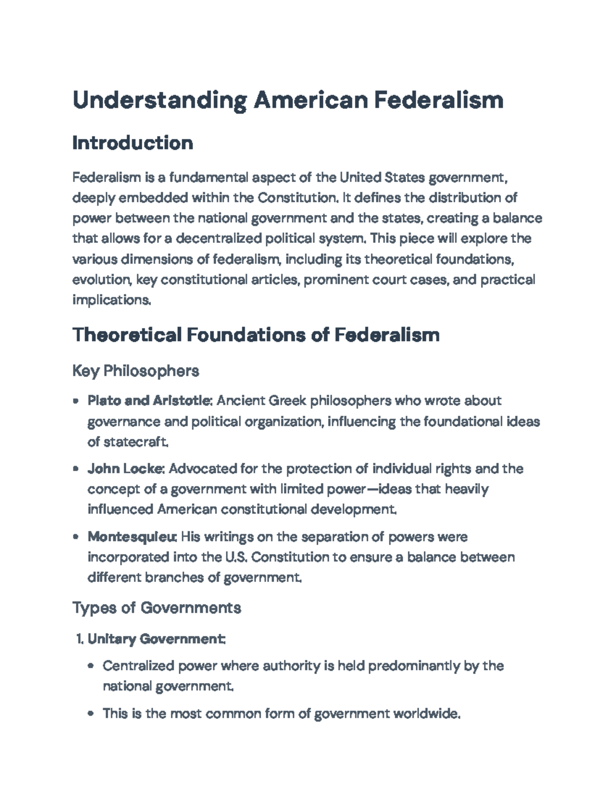 Understanding American Federalism: Evolution, Key Cases, and ...
