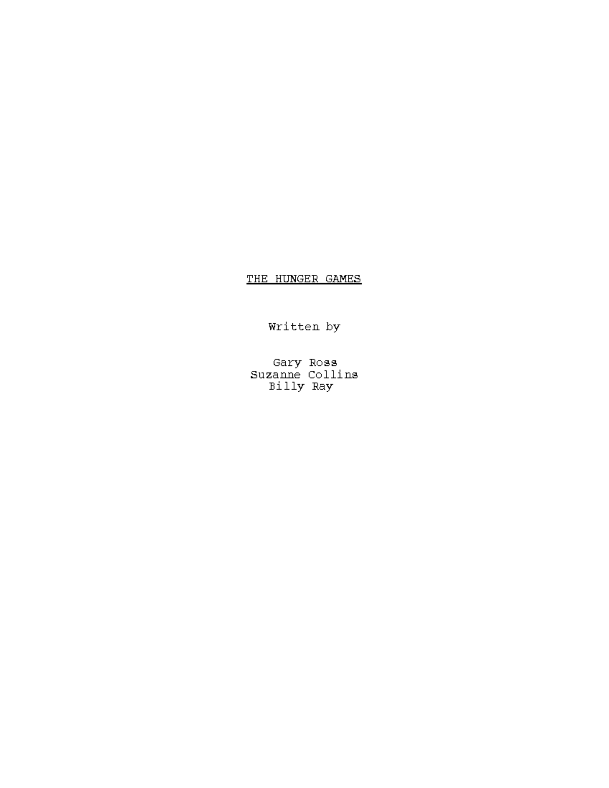 The Hunger Games 1 Final Exam Script Analysis Document - Studocu