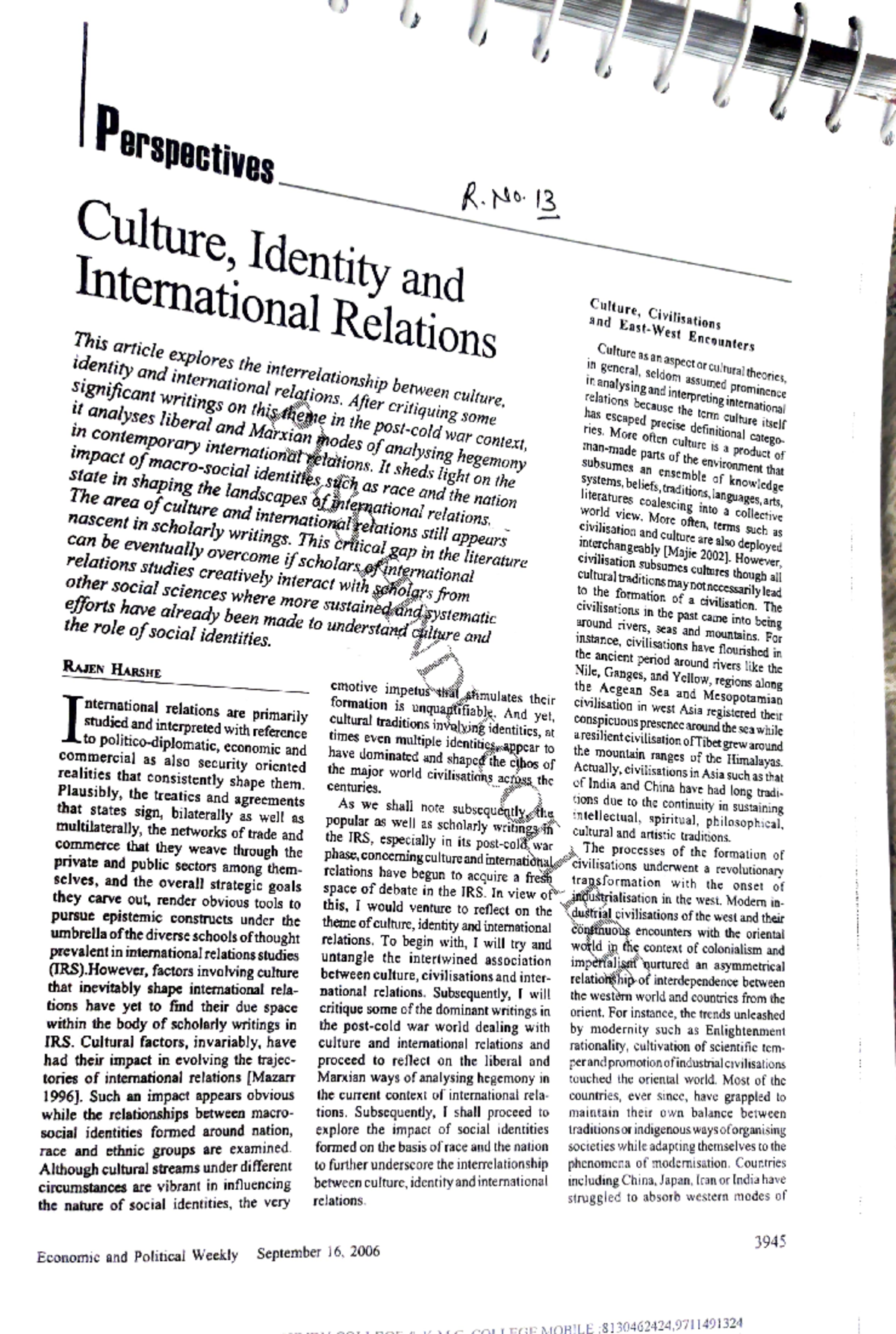 Cultural Influences in Global Politics: An Analysis (POL 3945) - Studocu