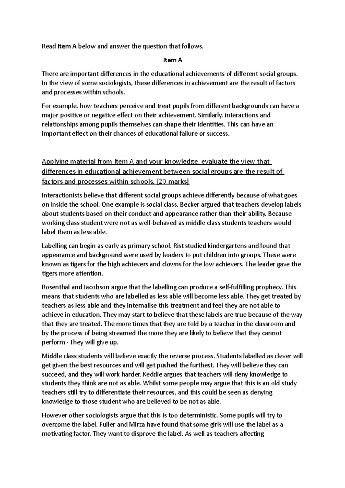 Evaluate the view that differences in educational achievement between ...