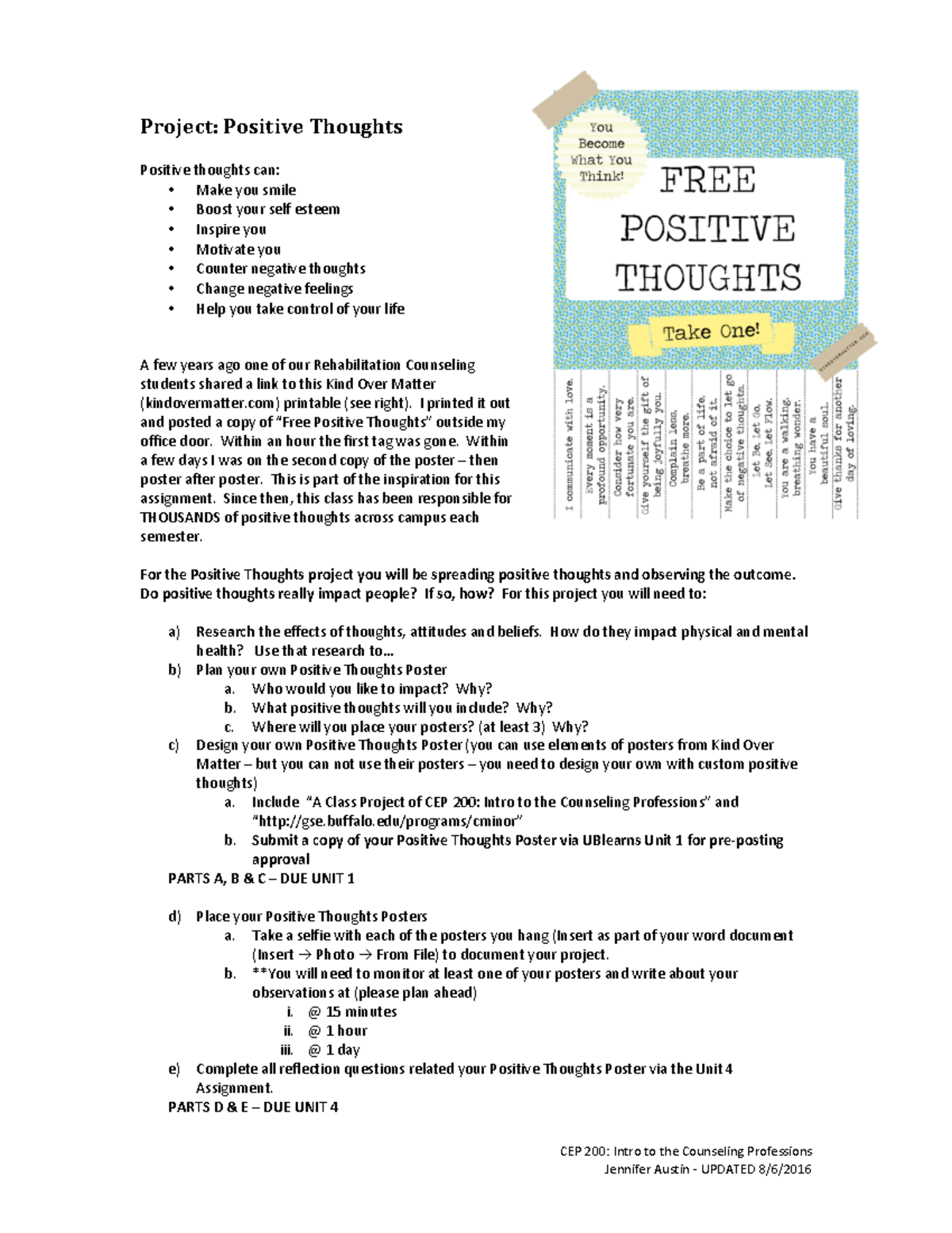 Project - Positive Thoughts - Project: Positive Thoughts Positive ...