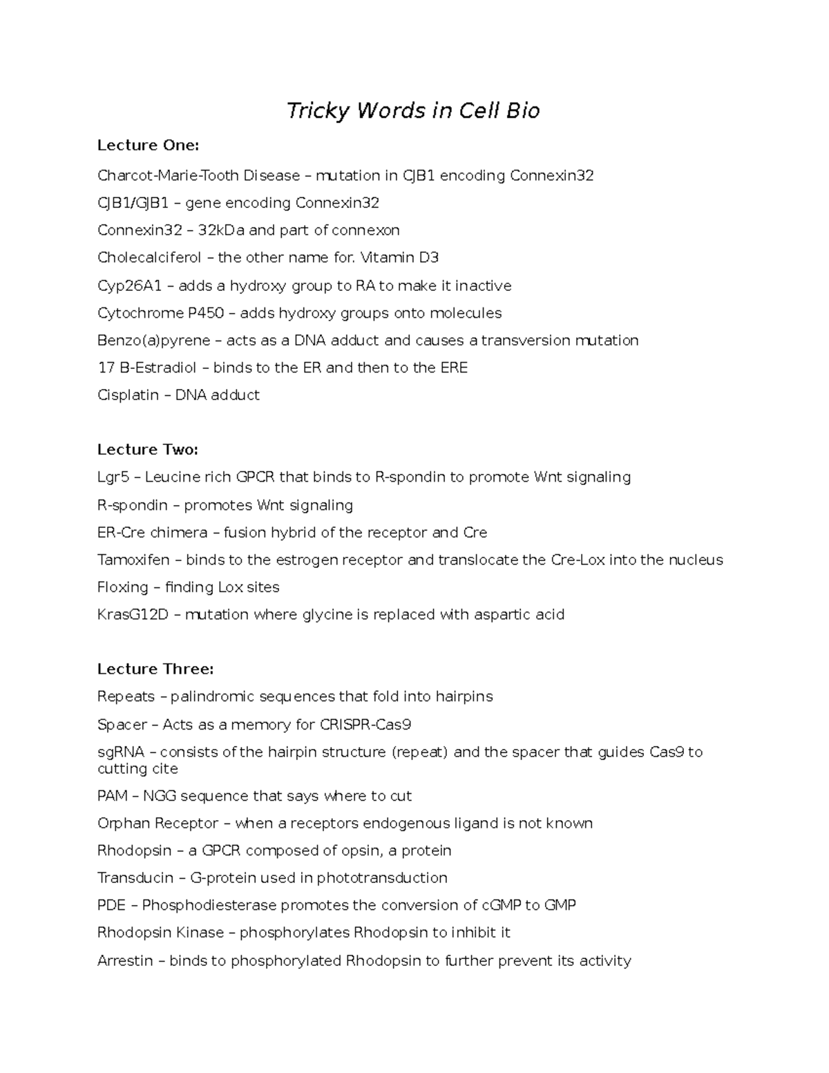 Tricky Words in Cell Bio - Tricky Words in Cell Bio Lecture One ...