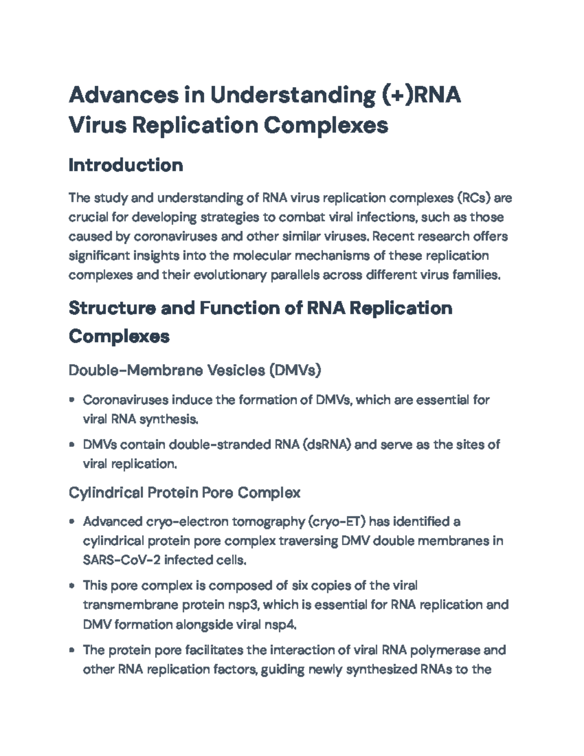 Advances in Understanding (+)RNA Virus Replication Complexes - Advances ...