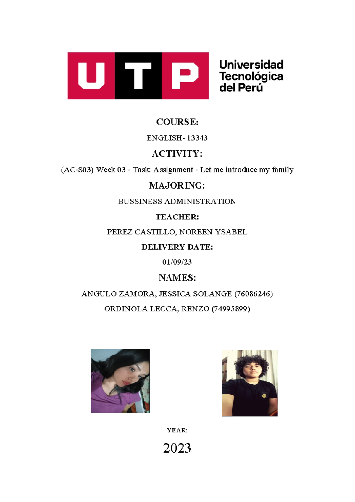 English 13343 - Week 3 Family Assignment: Introduce Your Family - Studocu