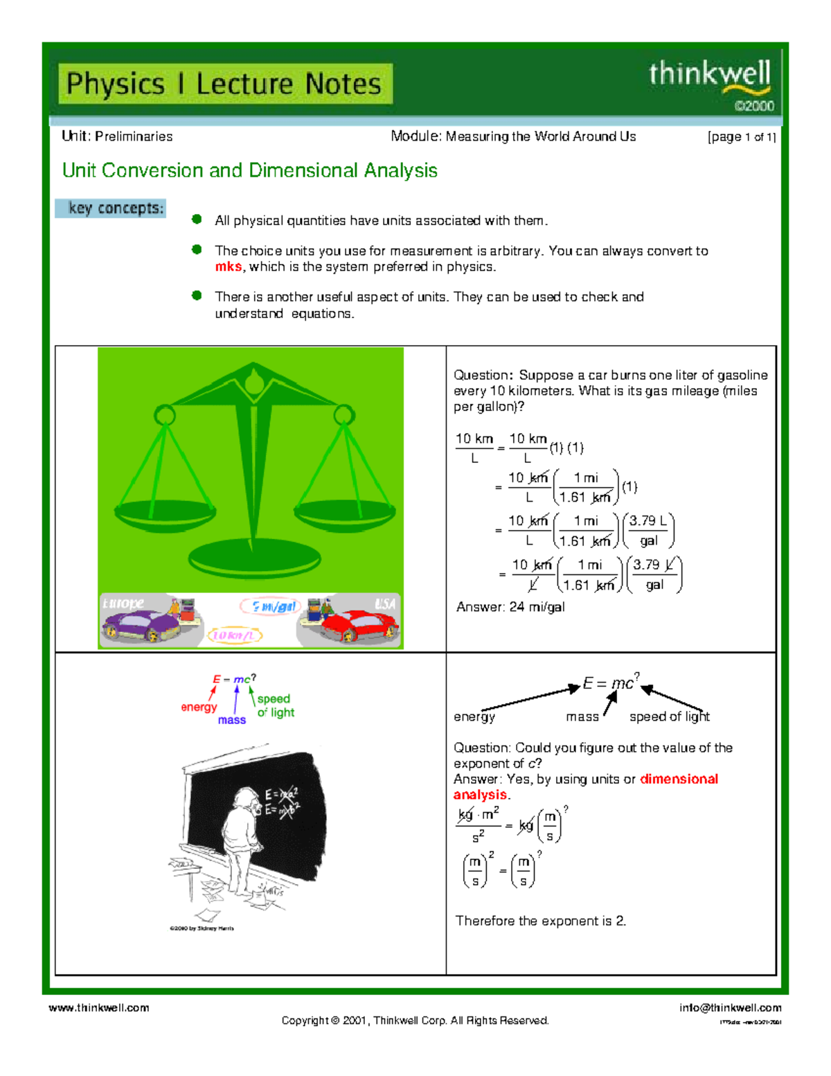 Unit Conversion & Dimensional Analysis: Physics Preliminaries 101 - Studocu