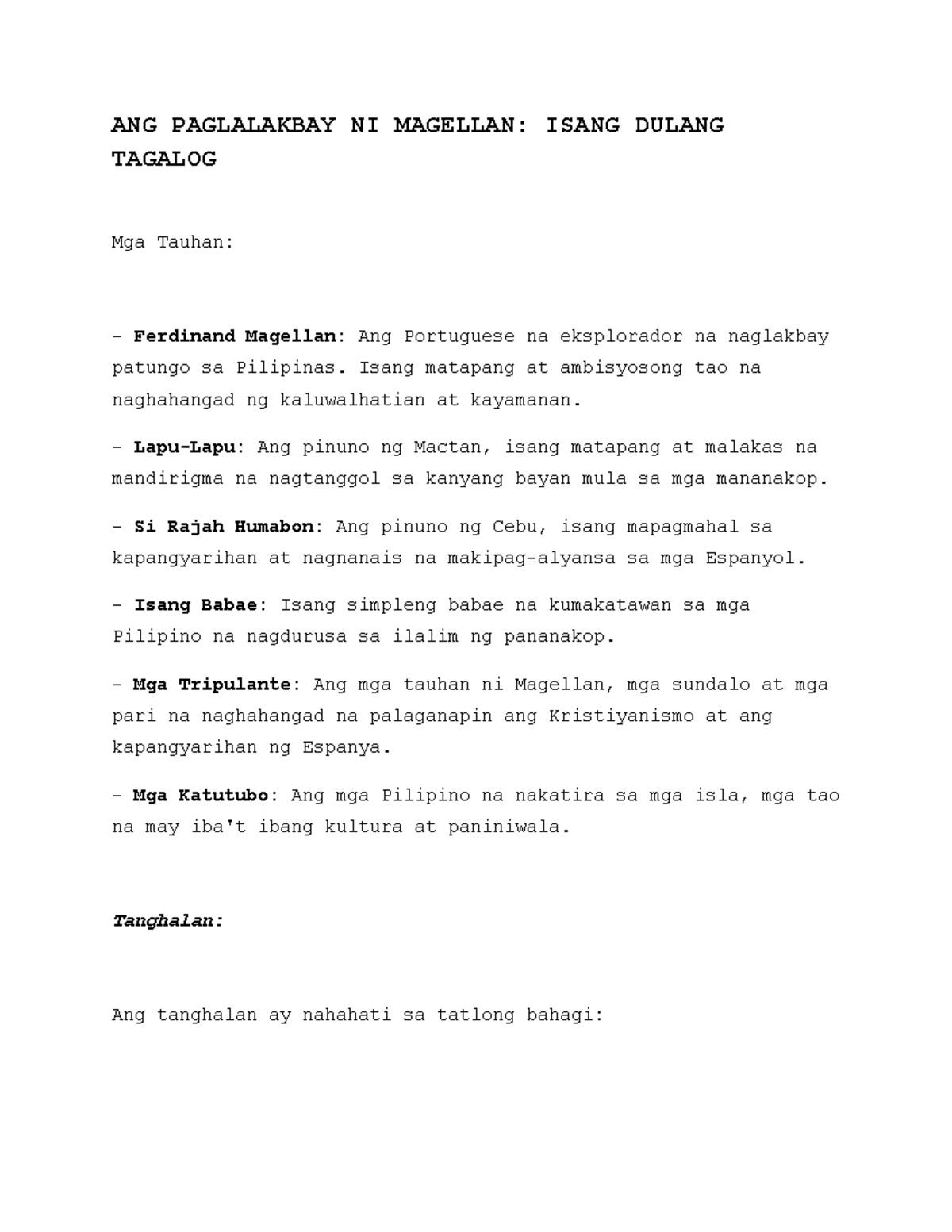 Ang Paglalakbay-WPS Office - ANG PAGLALAKBAY NI MAGELLAN: ISANG DULANG ...