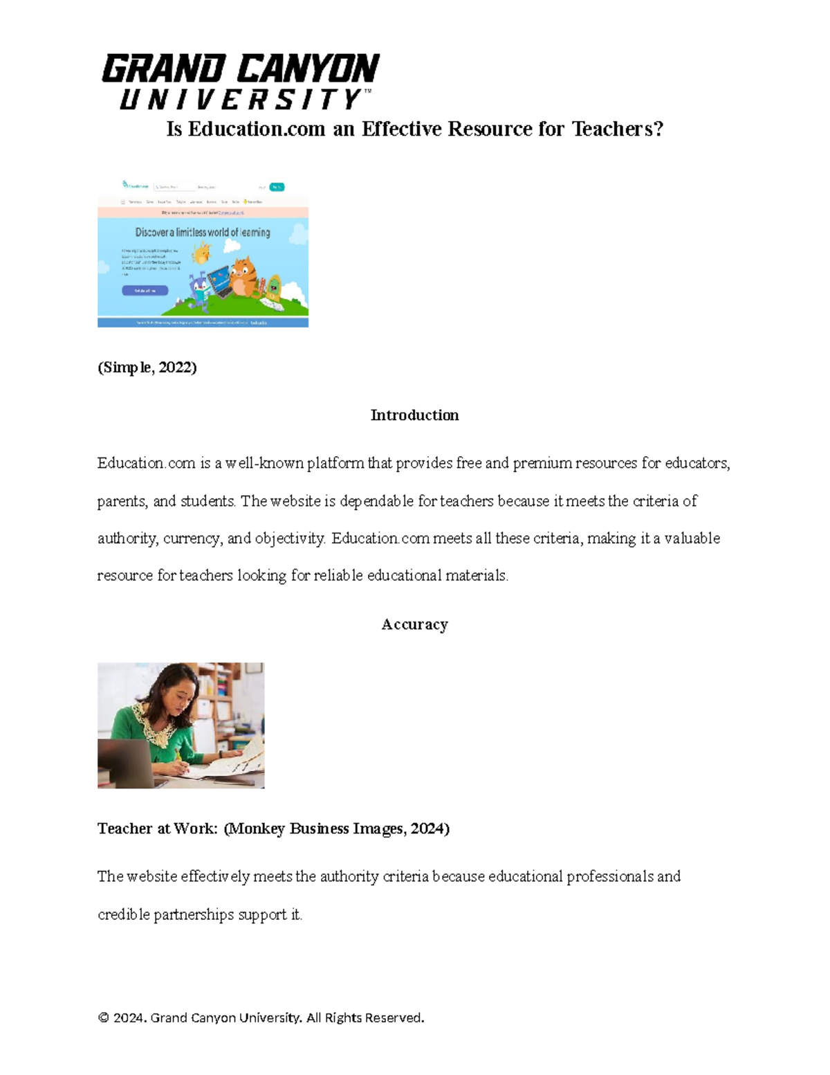 final draft review - Is Education an Effective Resource for Teachers ...