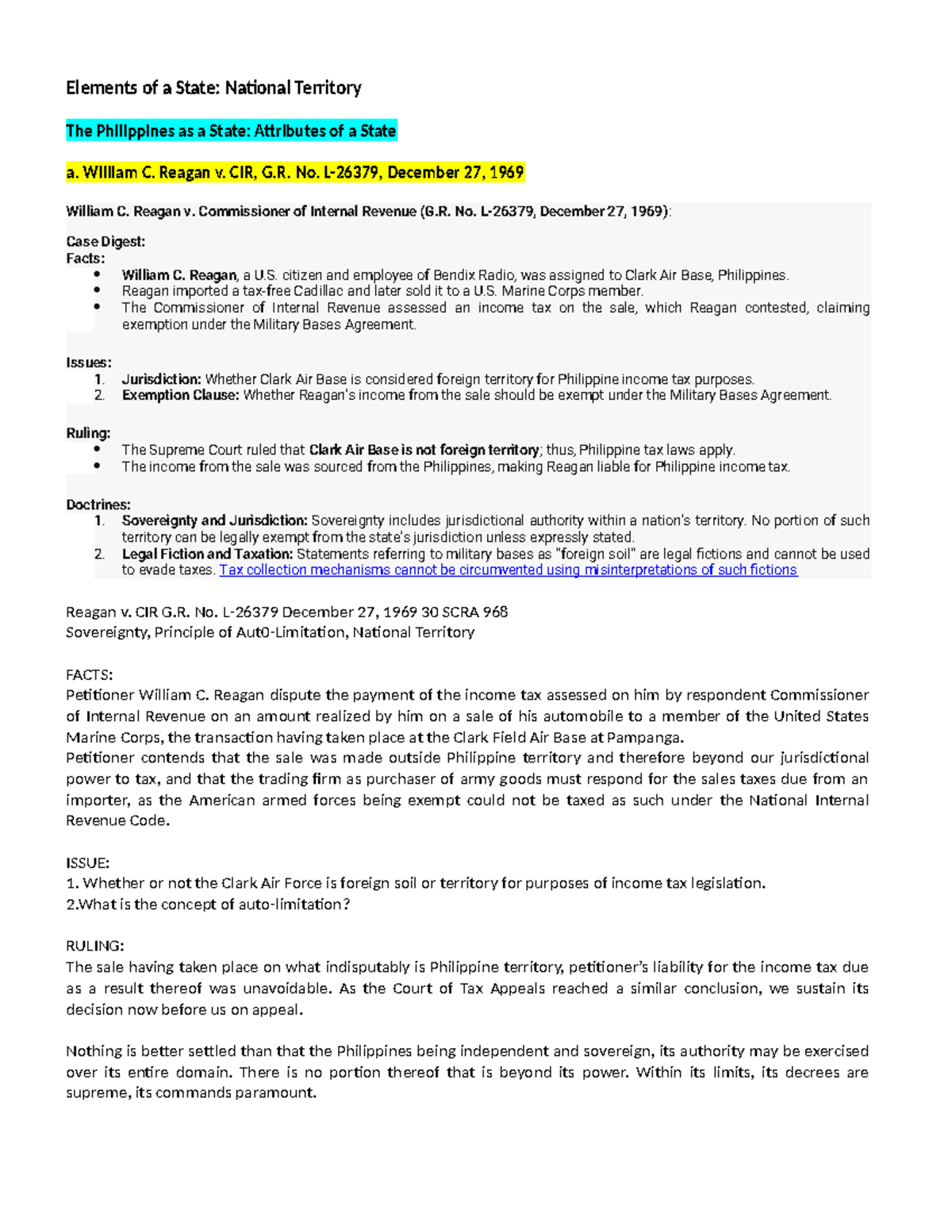 Consti - Elements of State (Digest) - Elements of a State: National ...