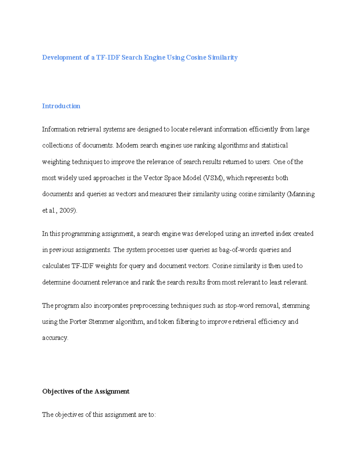 CS101: Development of a TF-IDF Search Engine Using Cosine Similarity ...