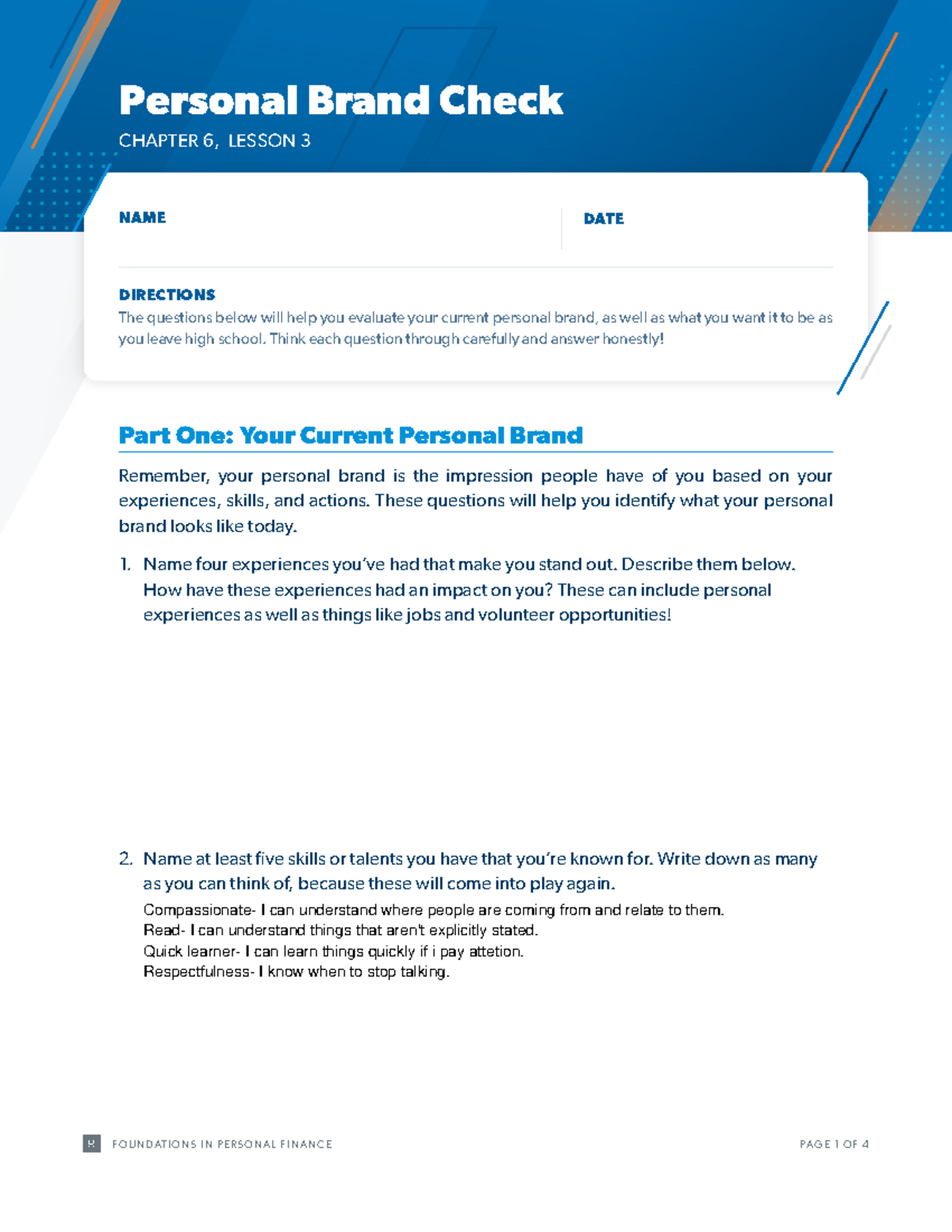 Ch 6, Lesson 3: Evaluating and Building Your Personal Brand - Studocu