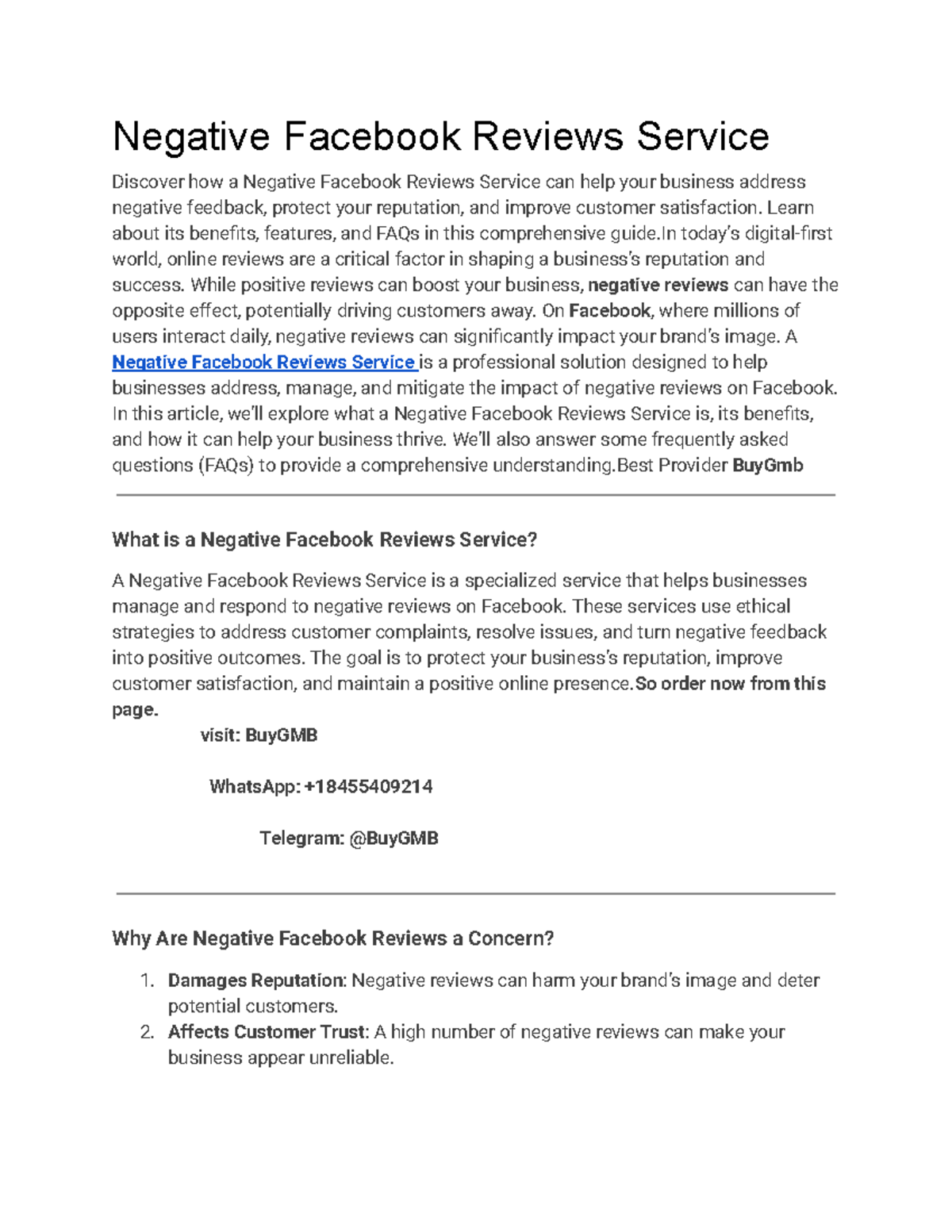 Negative Facebook Reviews Service - Learn about its benefits, features ...