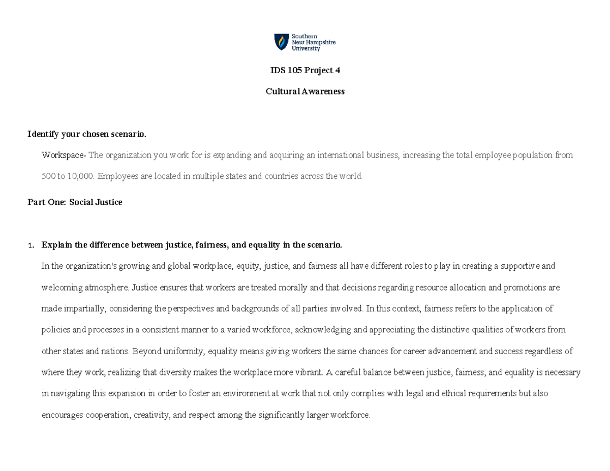 IDS 105 Project 4 - Cultural Awareness and Social Justice Analysis ...