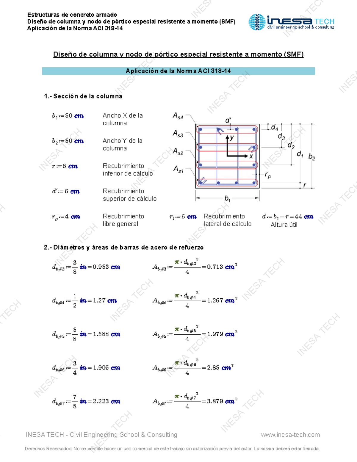 Diseño de Columna y Nodo SMF - Aplicación Norma ACI IN ES - Studocu