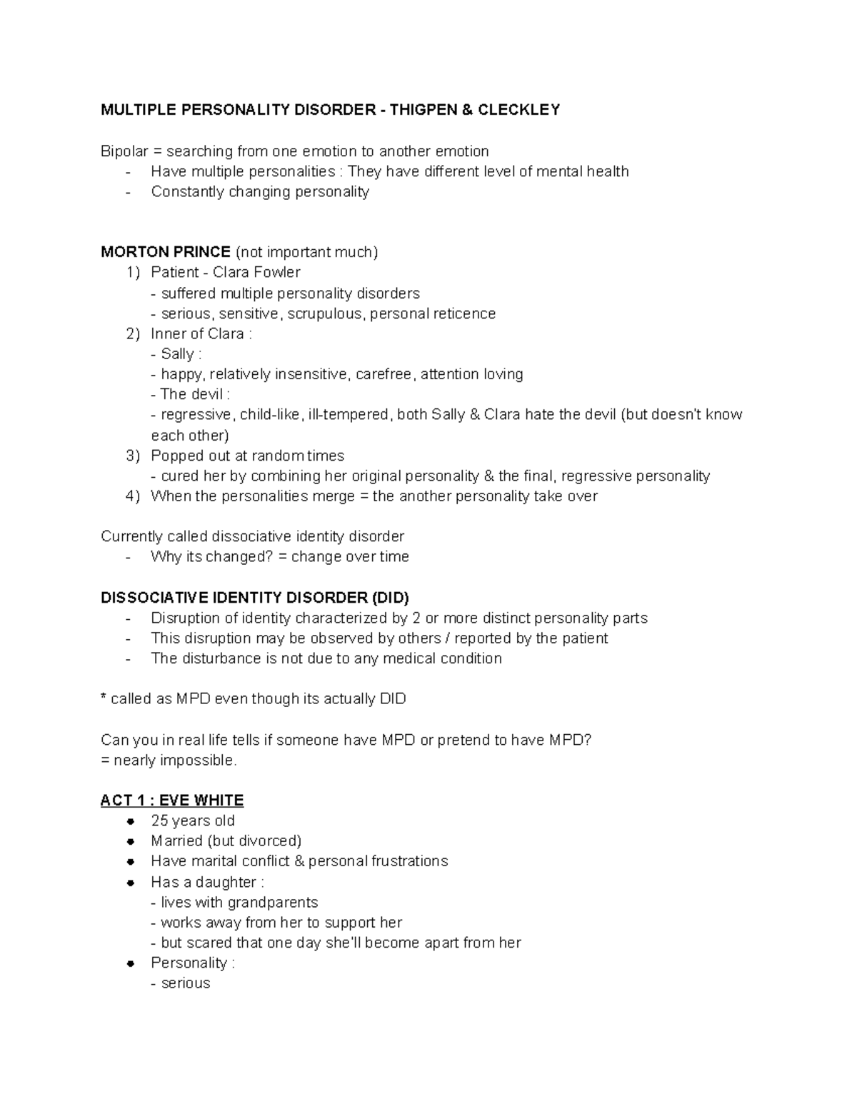 Dissociative Identity Disorder Case Study: Insights from Thigpen ...