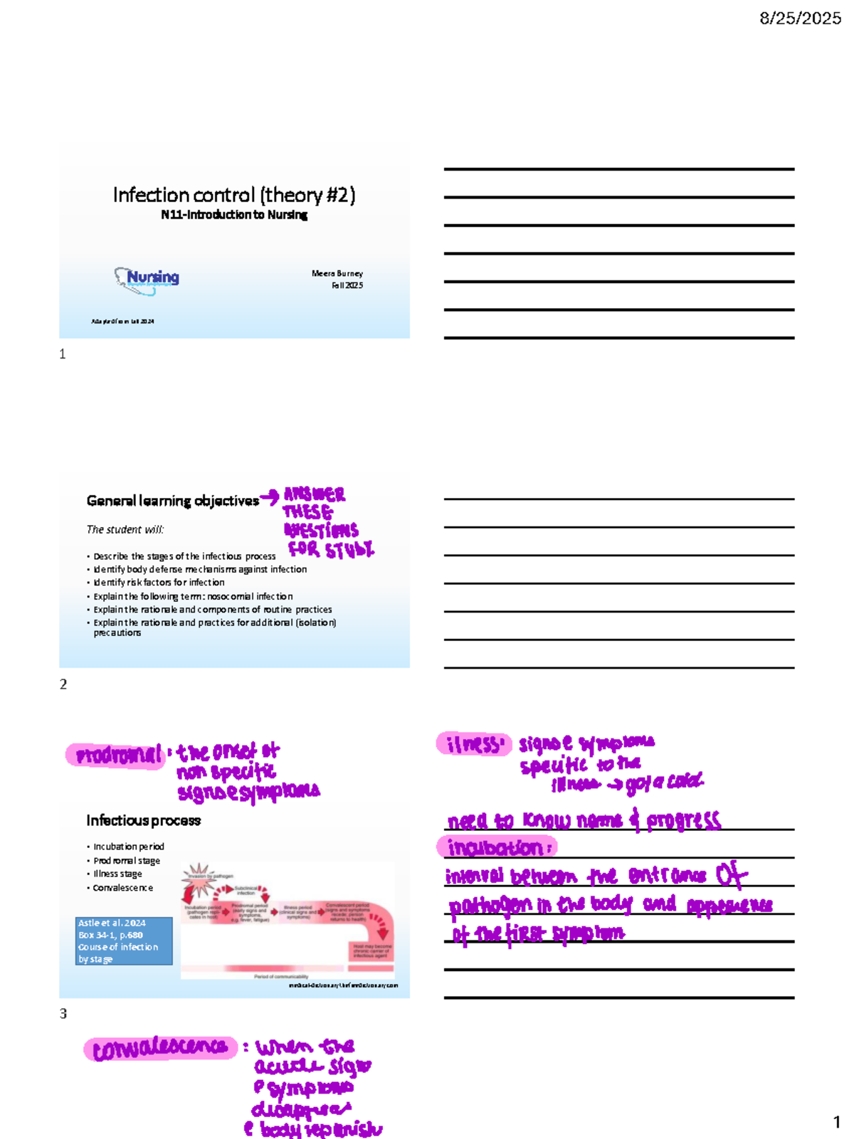 Infection Control Theory & Practices - N11 Intro to Nursing Fall 2025 ...