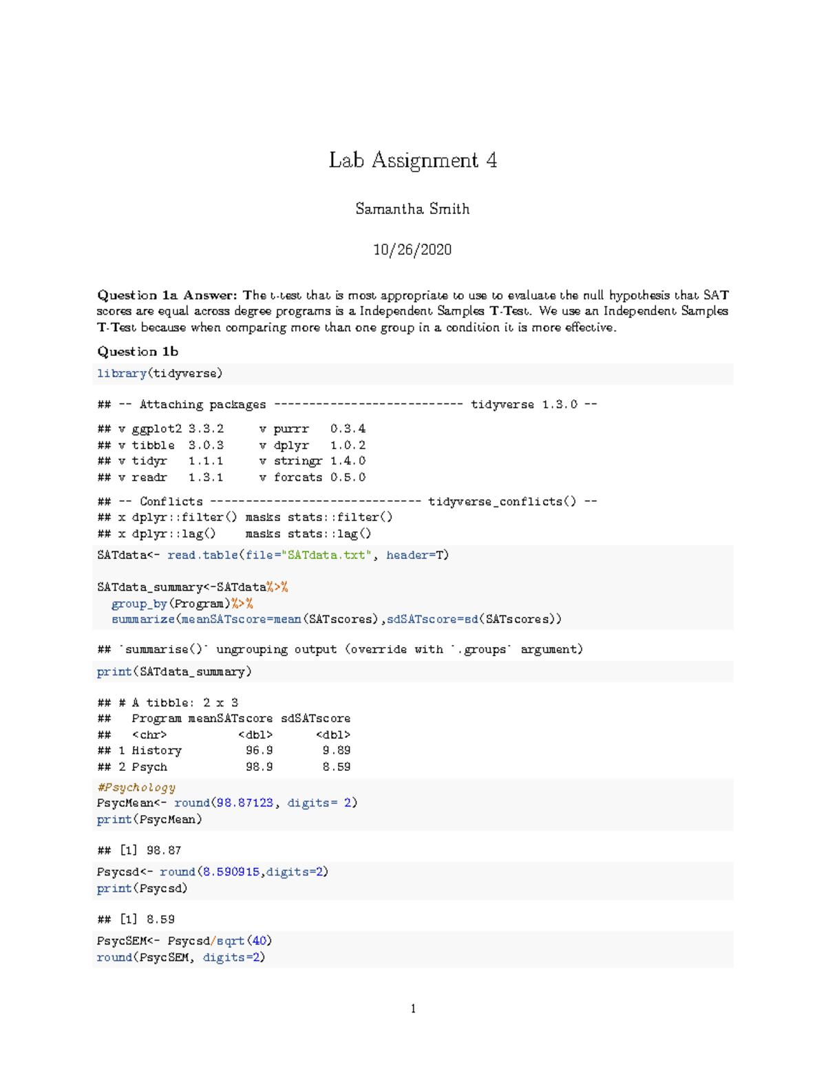 Lab Assignment 4: Analyzing SAT Scores Across Degree Programs - Studocu