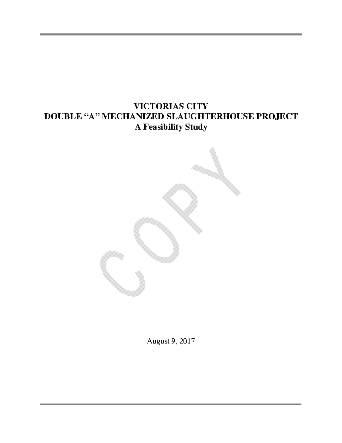 Feasibility Study for Victorias City's Double “A” Slaughterhouse ...