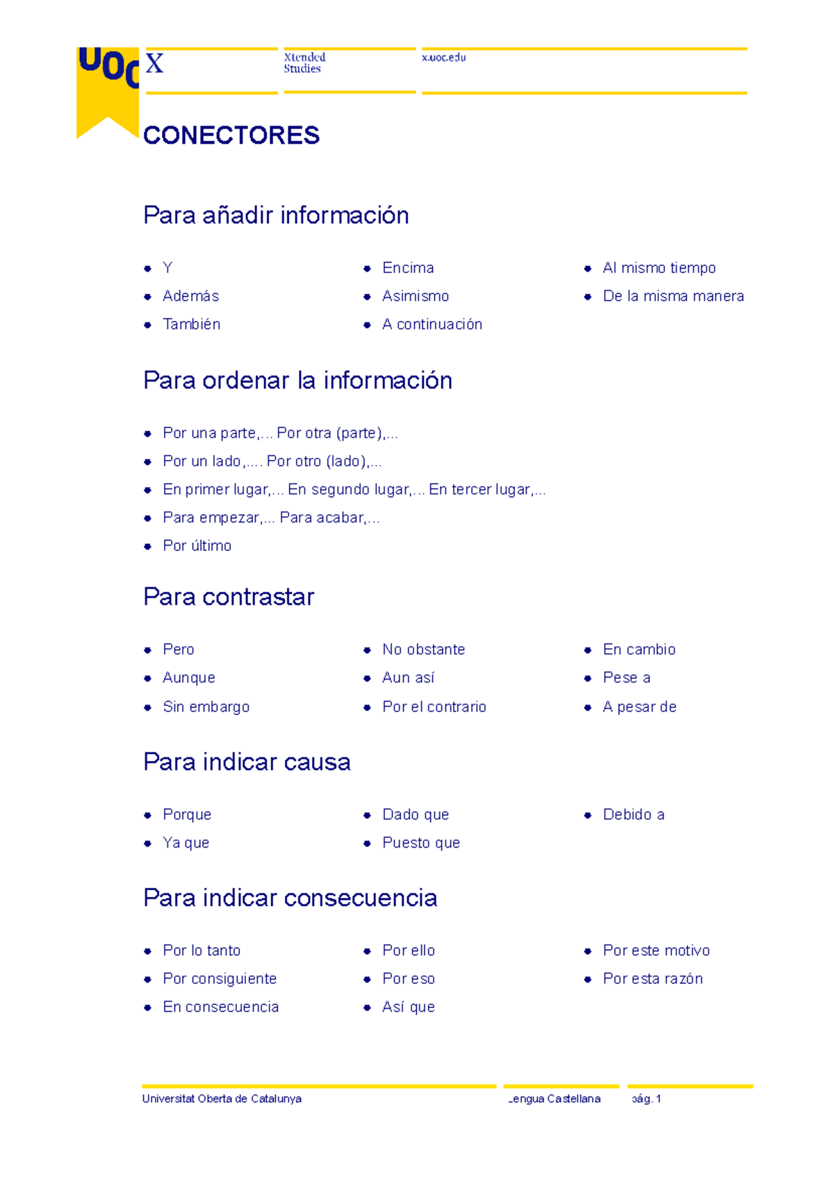 Conectores castellano - CONECTORES Para añadir información Y Además ...