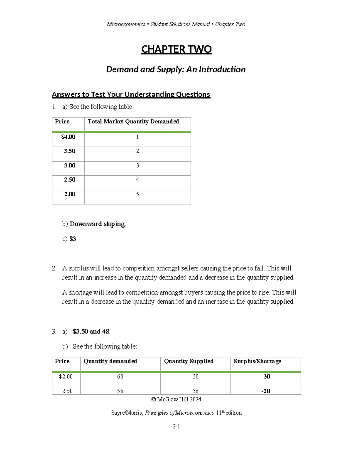 Microeconomics SSM (11th Ed) Chapter 2: Demand & Supply Solutions - Studocu
