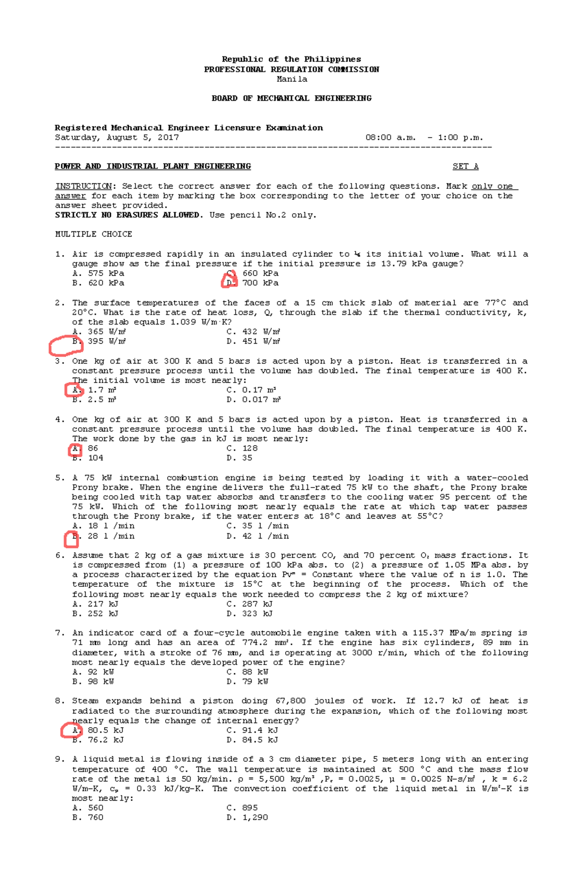 PIPE PAST Board Exam Review for Mechanical Engineering 2017 - Studocu