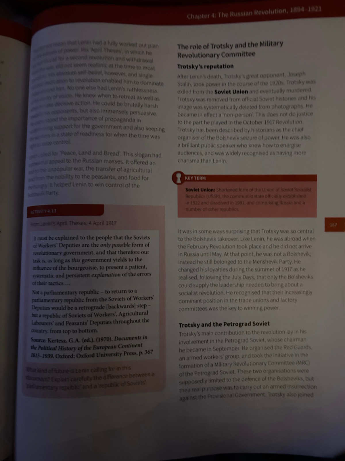 Chapter 4: The Russian Revolution (1894-1921) - Trotsky's Role and ...