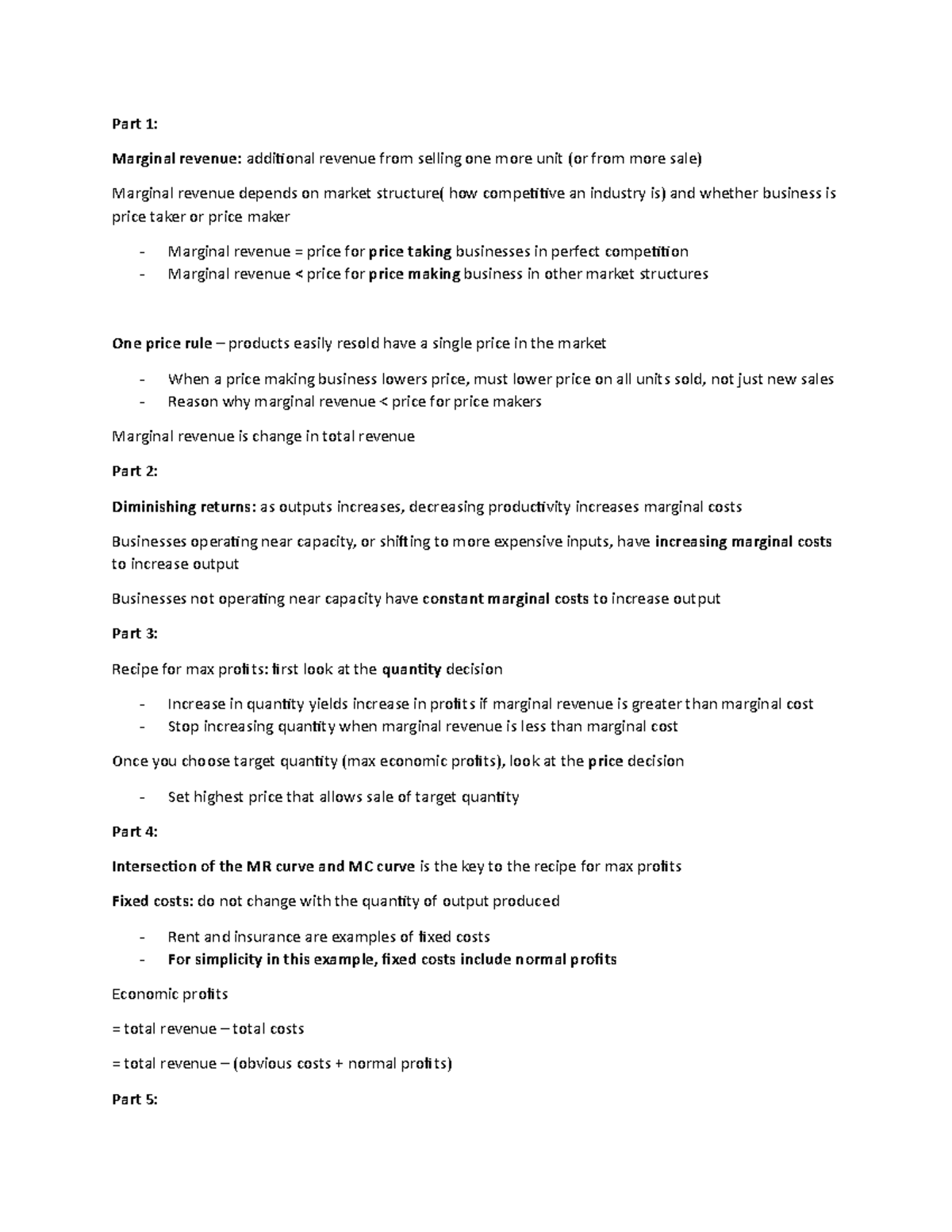 Lecture Module 9 Notes - Chapter 9 | Pricing for Profits: Marginal ...