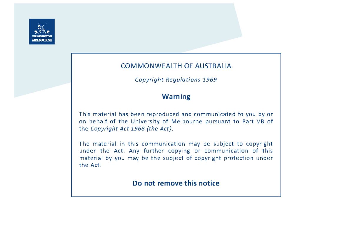 Seminar 4 Module 1 - COMMONWEALTH OF AUSTRALIA Copyright Regulations ...