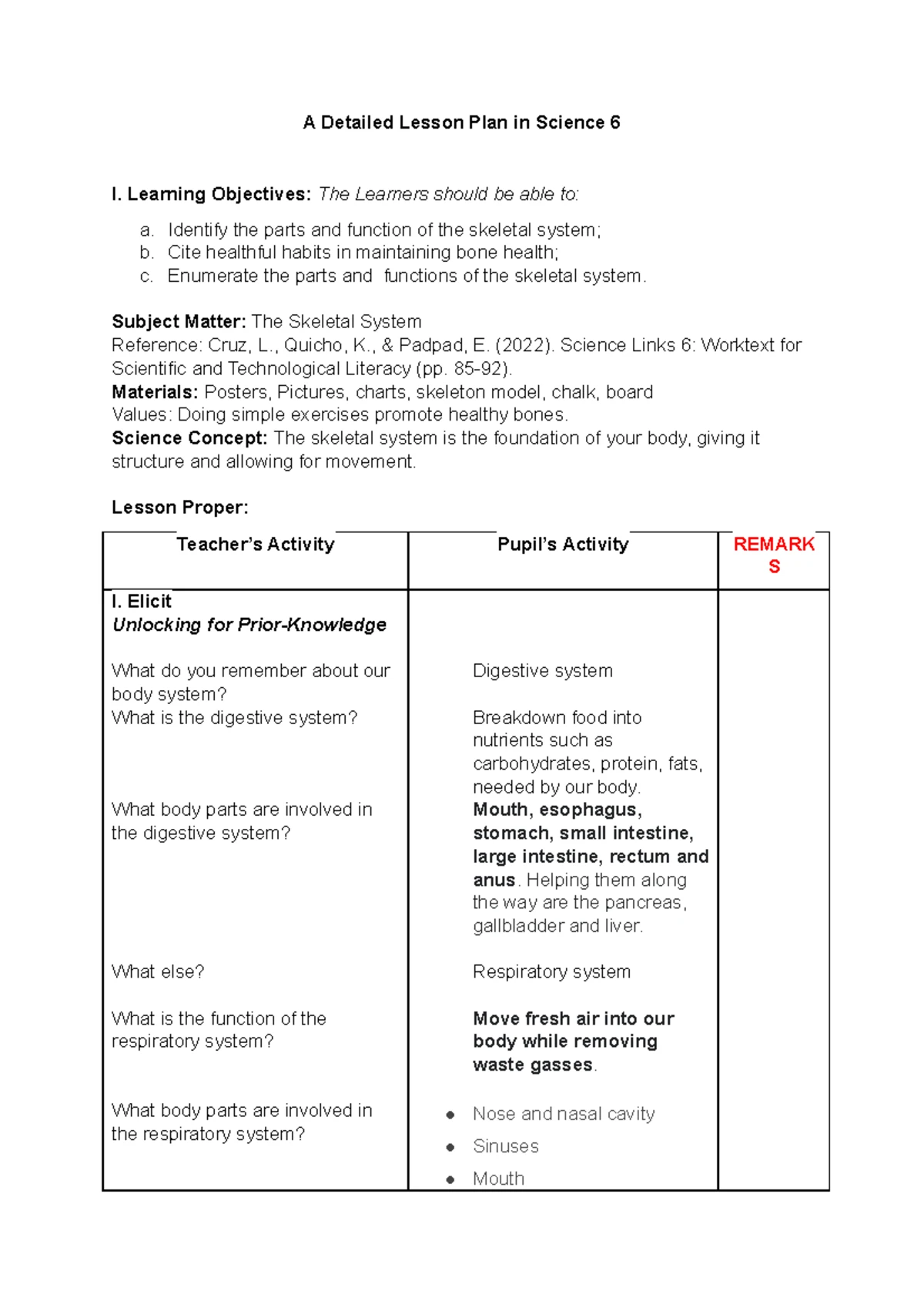 Science 5 ( Matter) 5E Lesson PLAN - TEACHER: Joy C. Salvador SUBJECT ...