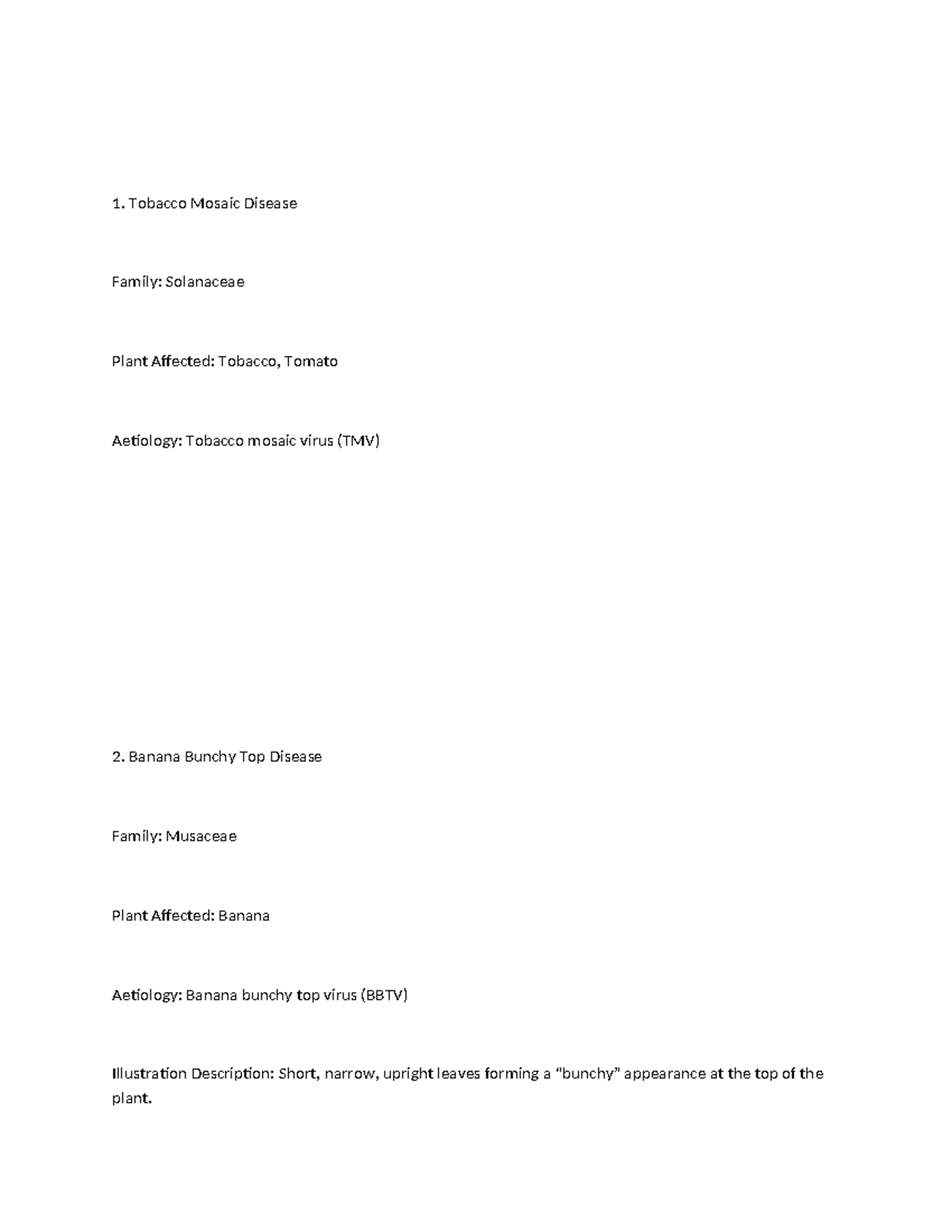 Plant Diseases Overview: TMV, BBTV, ACMV, MSV, RTBV, TYLCV, SCMV - Studocu