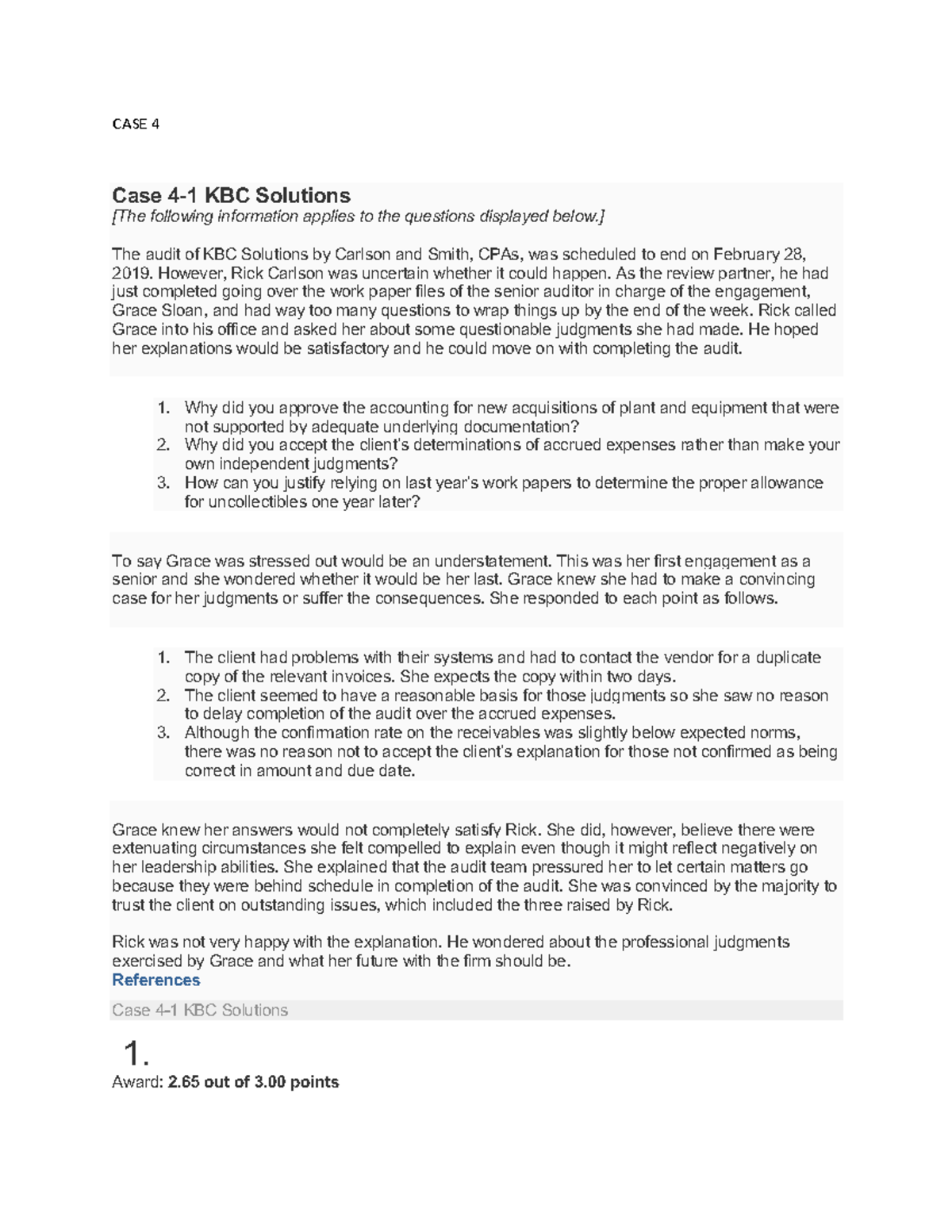 Chapter 4 Case 4-1 Analysis: Professional Judgment in KBC Solutions - Studocu