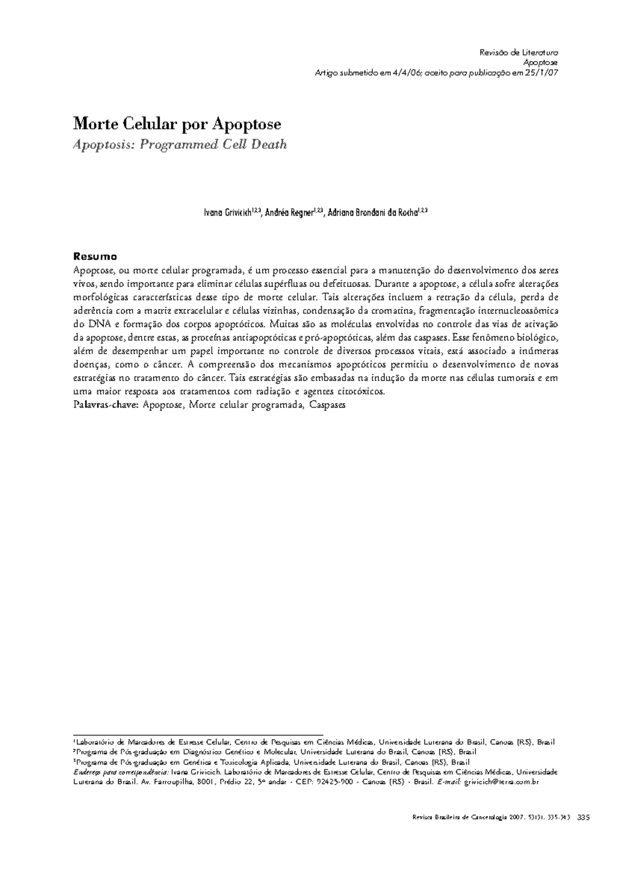 Morte celular por apoptose - 335 Morte Celular por Apoptose Apoptosis ...