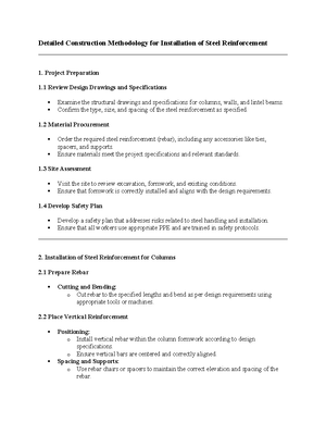 Detailed Construction Methodology for Installation of Steel Formwork ...
