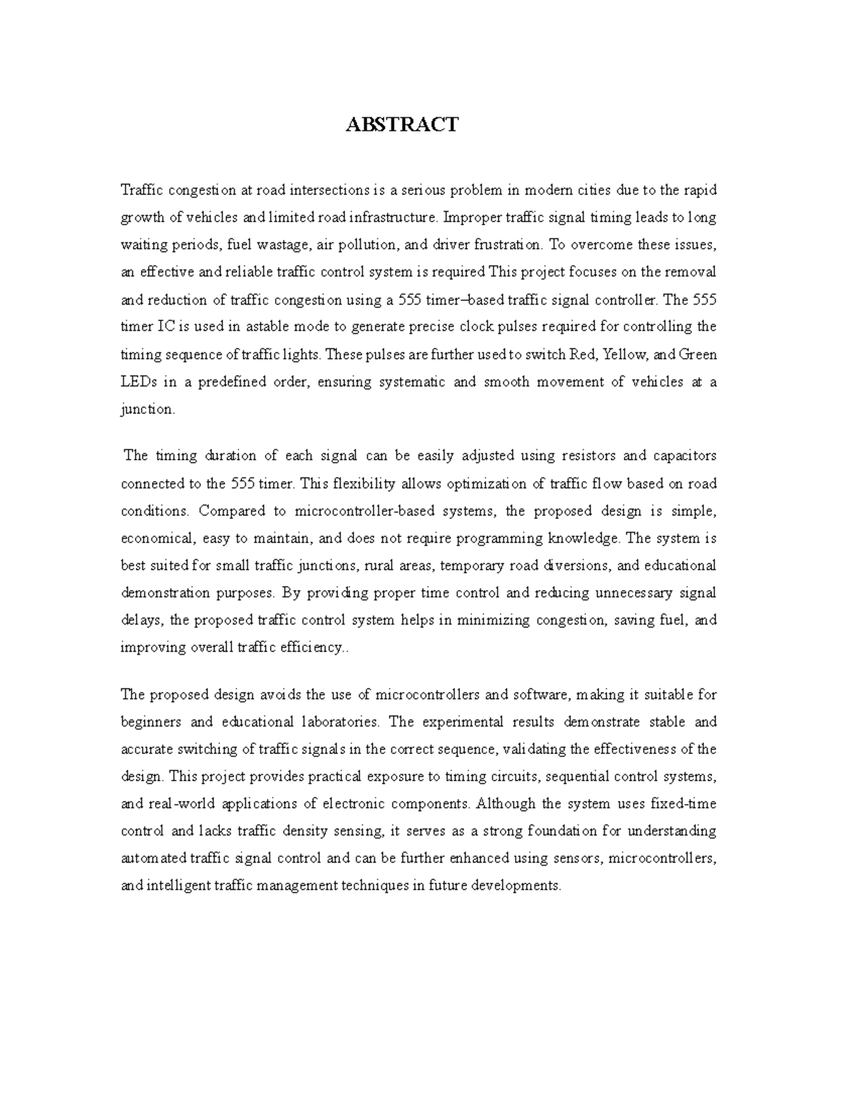 Traffic Control System Design for Congestion Reduction - Project Report ...