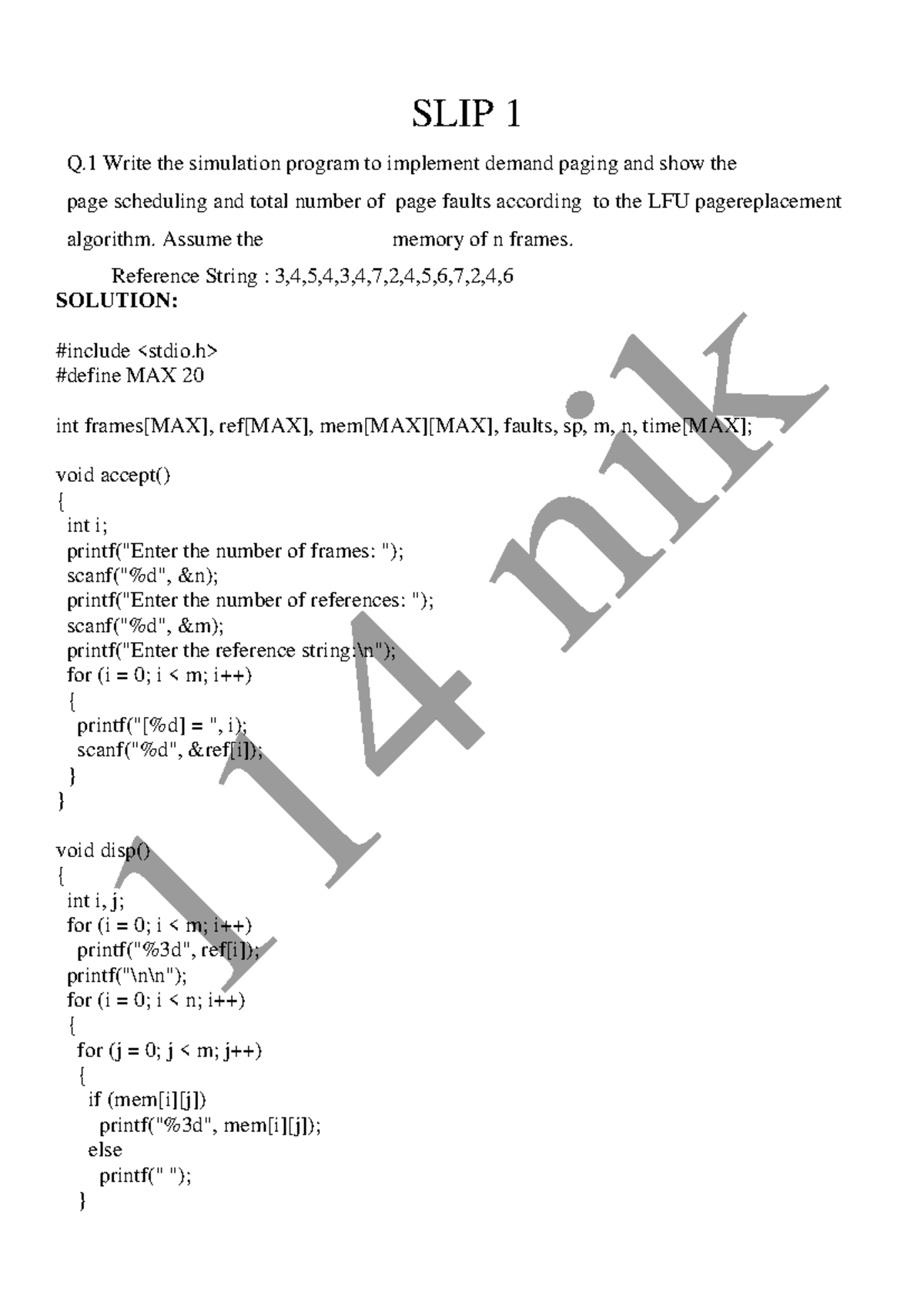 Demand Paging Simulation with LFU, LRU, MFU, and Optimal Page Replacement Algorithms (CS 101 ...