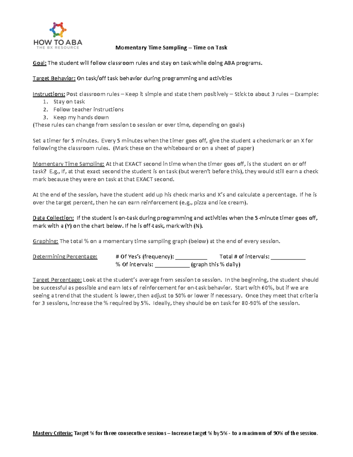 Momentary Time Sampling - Strategies for Increasing On-Task Behavior ...