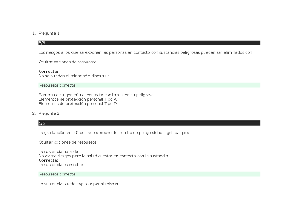 Exámenes de Mercancías Peligrosas 1: Preguntas y Respuestas Clave - Studocu