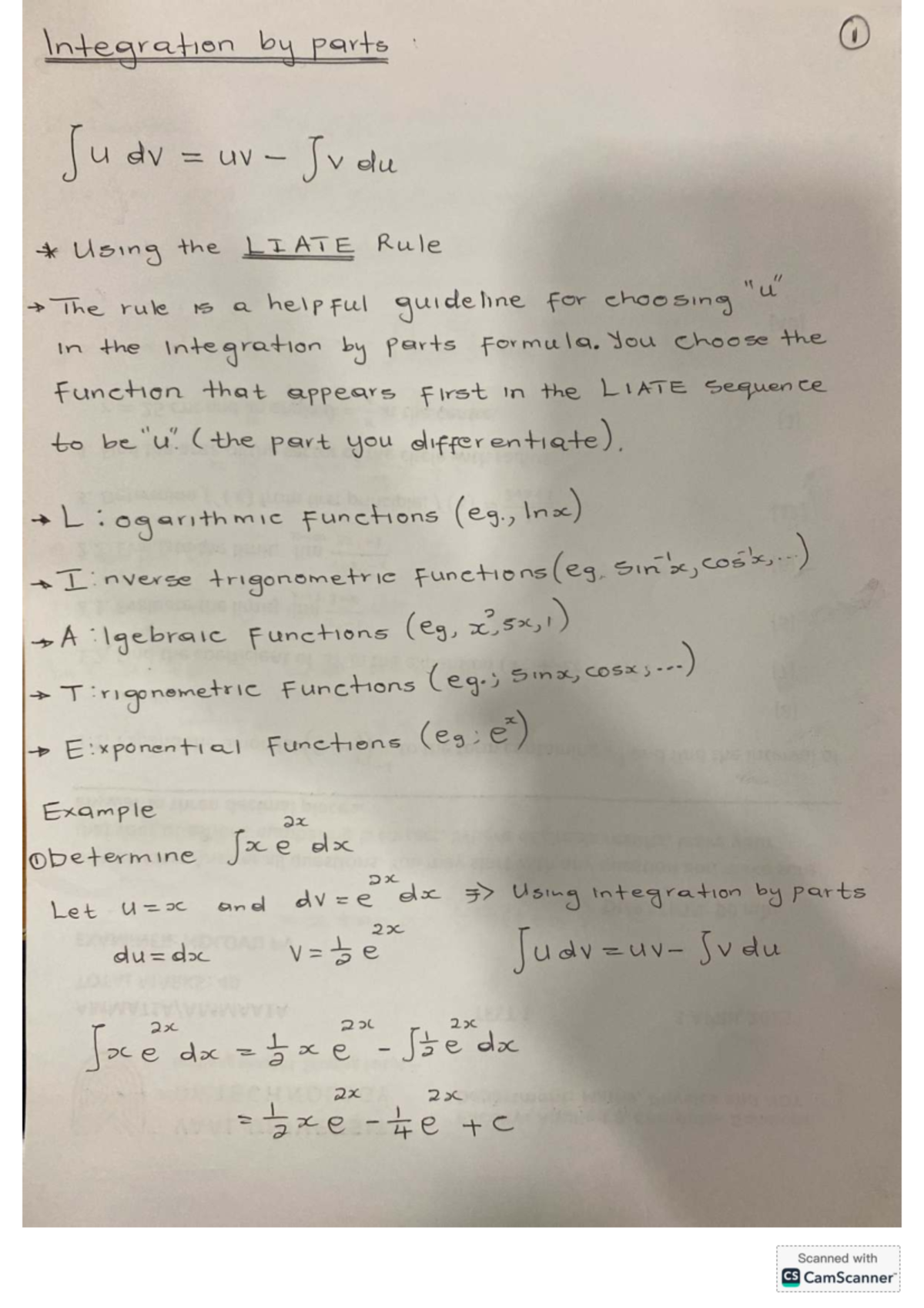 Maths 2 Integration Notes: Integration by Parts & LIATE Rule - Studocu