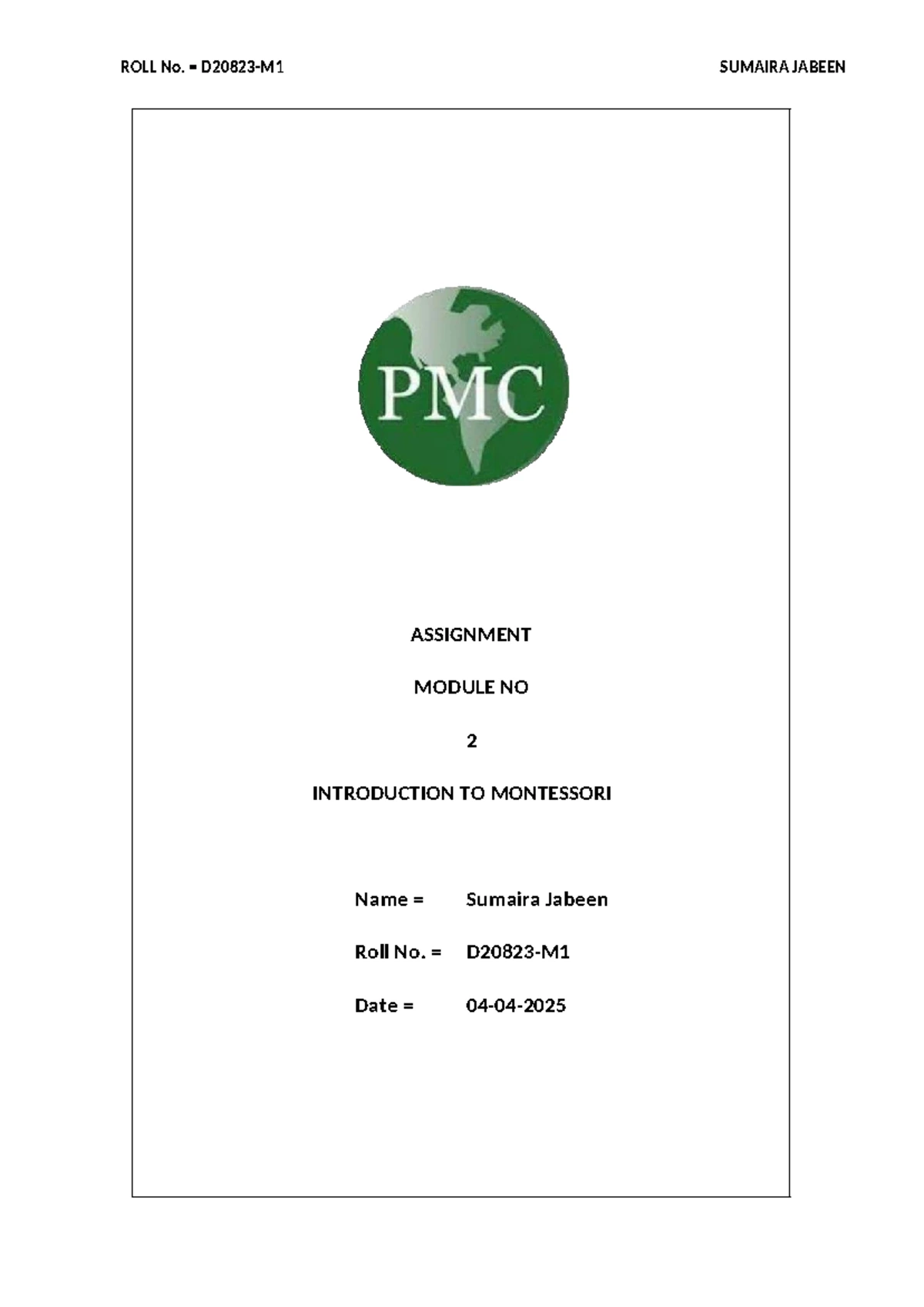 PMC Assignment Module 2: Importance of Exercises in Practical Life ...