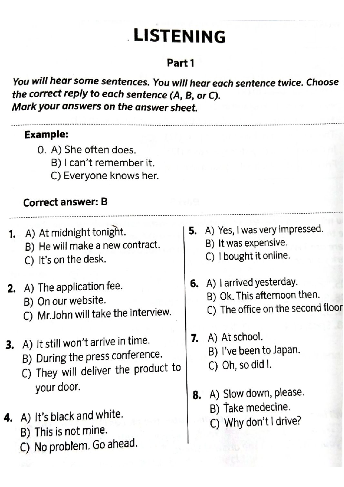 Part 1 Listening Comprehension Practice for ESL Students - Studocu